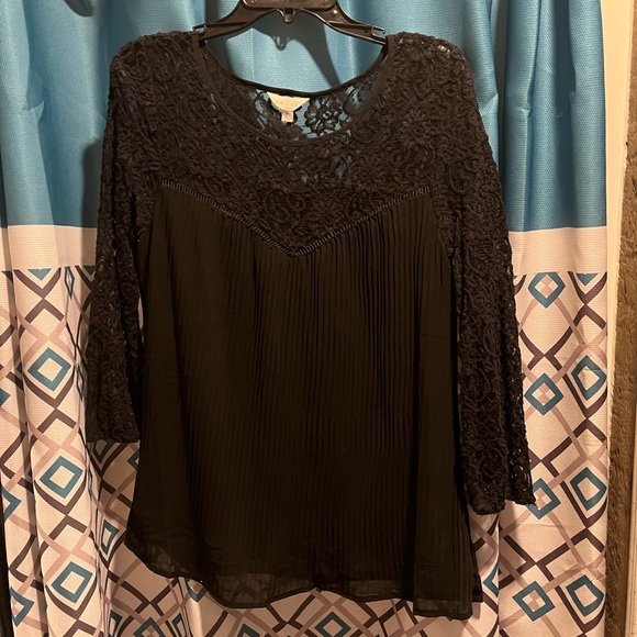 Adiva | Tops | Pleated Lace Top | Poshmark